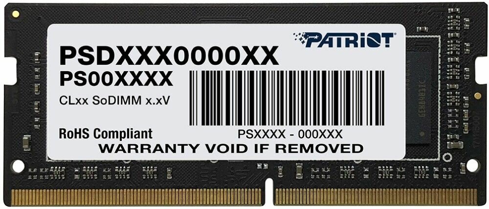 Модуль оперативной памяти Patriot Memory Модуль памяти для ноутбука SODIMM 8GB DDR4-3200 PSD48G32002S PATRIOT