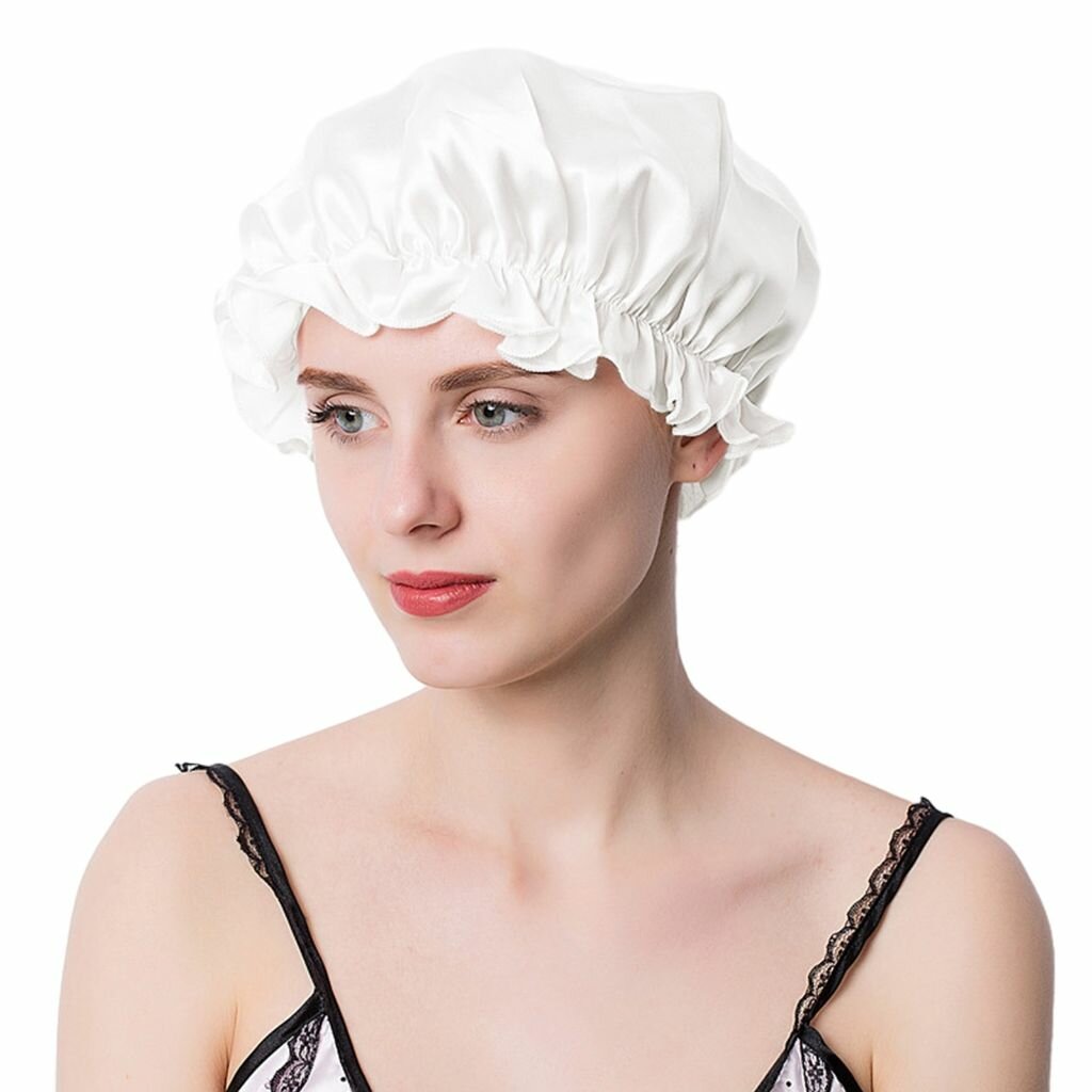 (1 шт.) Шелковая шапочка для сна Hair Care Cap-XL-White