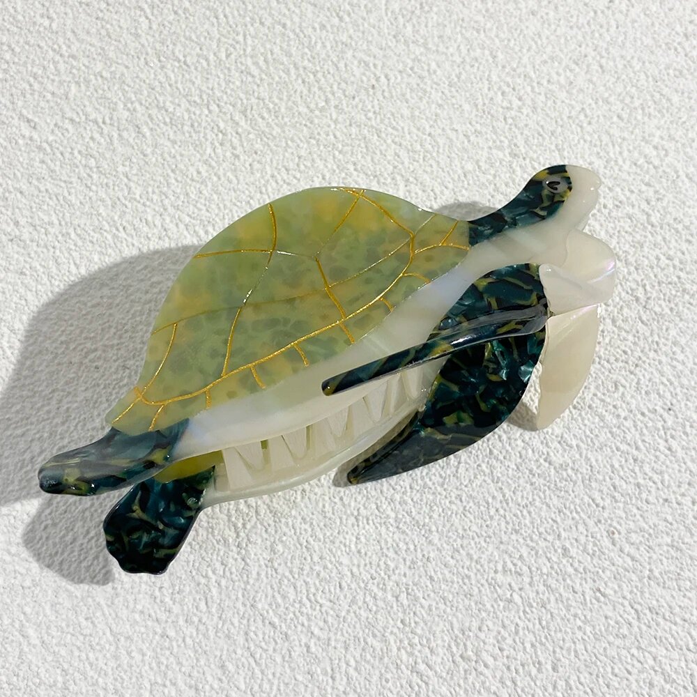 Креативные забавные ацетатные заколки для волос в виде черепахи, рыбы, акулы, большие заколки для волос с морскими животными, толстая заколка для волос, аксессуары для когтей