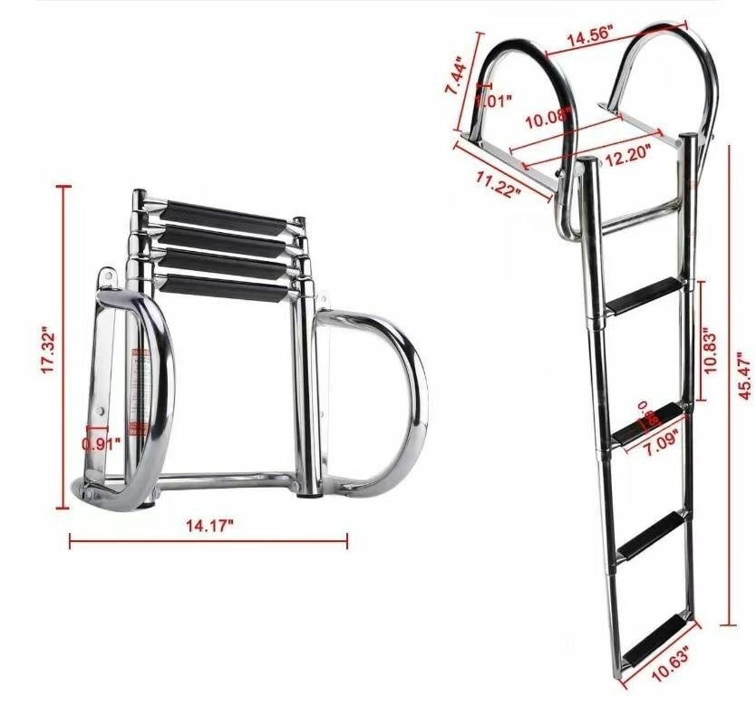 Выдвижная 4-секционная лестница для бассейна, изготовленная из нержавеющей стали морского качества