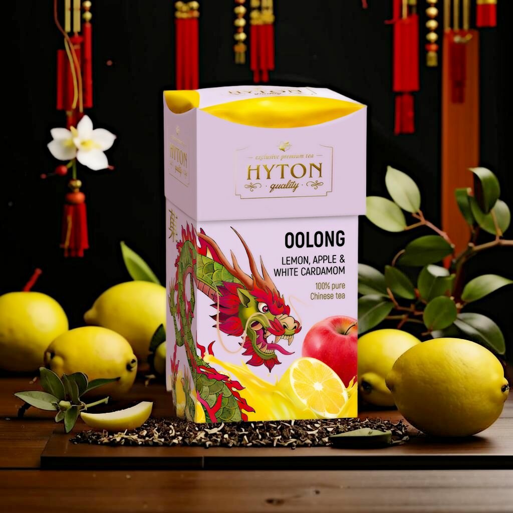 Чай листовой Китайский Улун HYTON Лимон, Яблоко и белый кардамон 90г