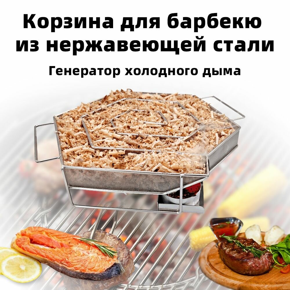 Лабиринтный дымогенератор для холодного копчения Улитка/Нержавеющая сталь 304