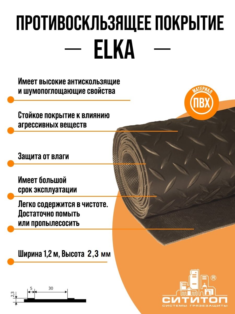Противоскользящее покрытие EЛКА1,2 x2 м черный