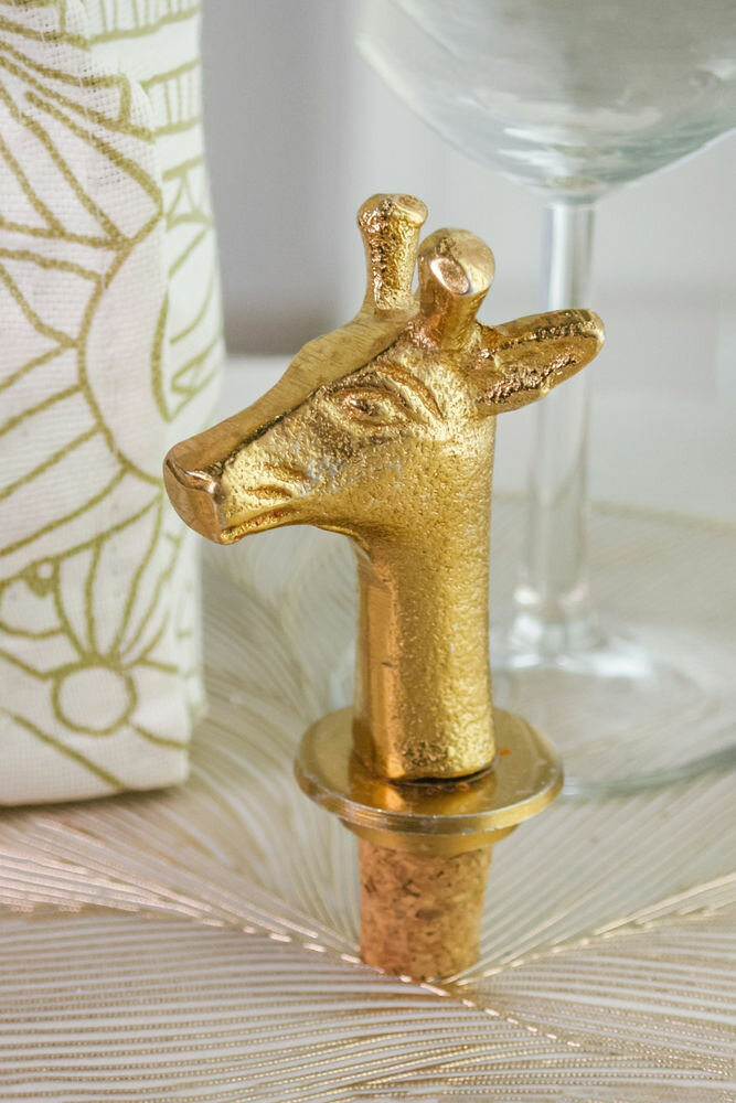 Декоративная пробка для бутылки GOLDEN ANIMAL- жираф, золотая, 9 см, Koopman International A98000760-6