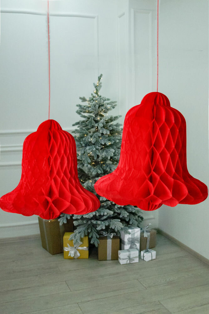 Набор подвесных бумажных колокольчиков, 41 см, красный, 2 шт, Peha Magic PH-41-2R