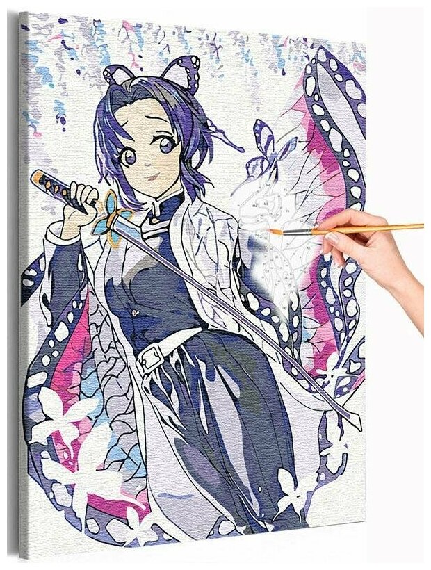 Шинобу Кочо. Аниме Истребители демонов Раскраска картина по номерам на холсте с неоновыми красками