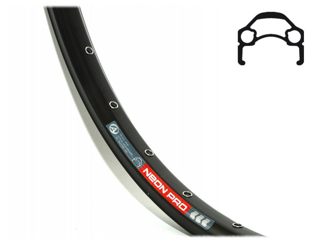 Обод 8-36091530 26 двойной пистонированный для дискового тормоза (559х24,5/18х20,7 32 отверстия) спортивный черный Neon Pro AUTHOR