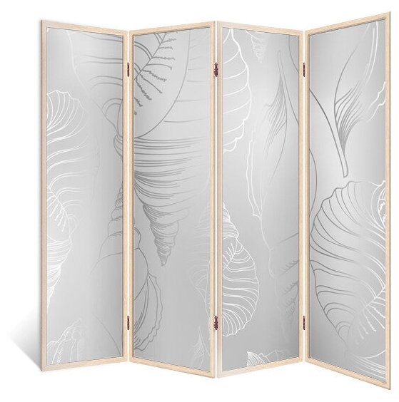 Ширма перегородка Серый приз 4 створки кремовый дуб 176х185 см