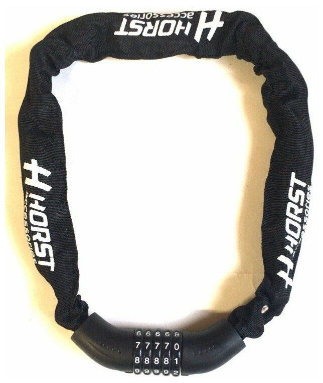 Замок велосипедный цепь HORST (5 разрядов) 8х900мм кодовый