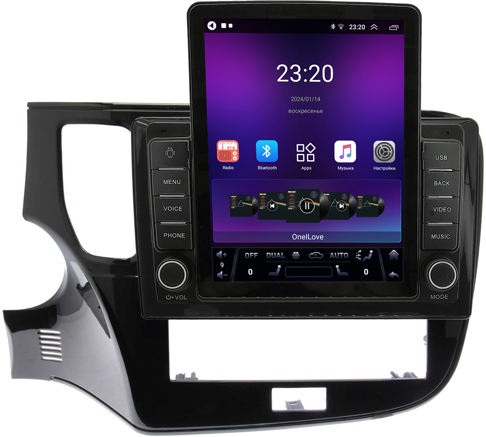 Штатная магнитола Mitsubishi Outlander 3 2020-2024 (глянец) Canbox GTR095-10-1153 на Android 10 (QLed, 4/64, DSP, CarPlay)