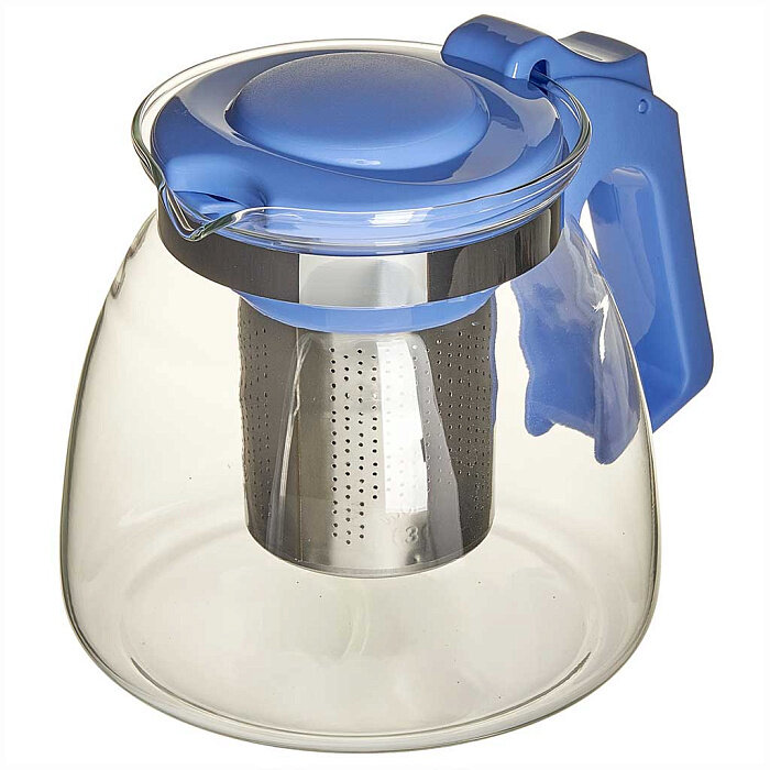 Заварочный чайник Alpenkok AK-5540, с фильтром, термостойкое стекло, голубой, 900 мл