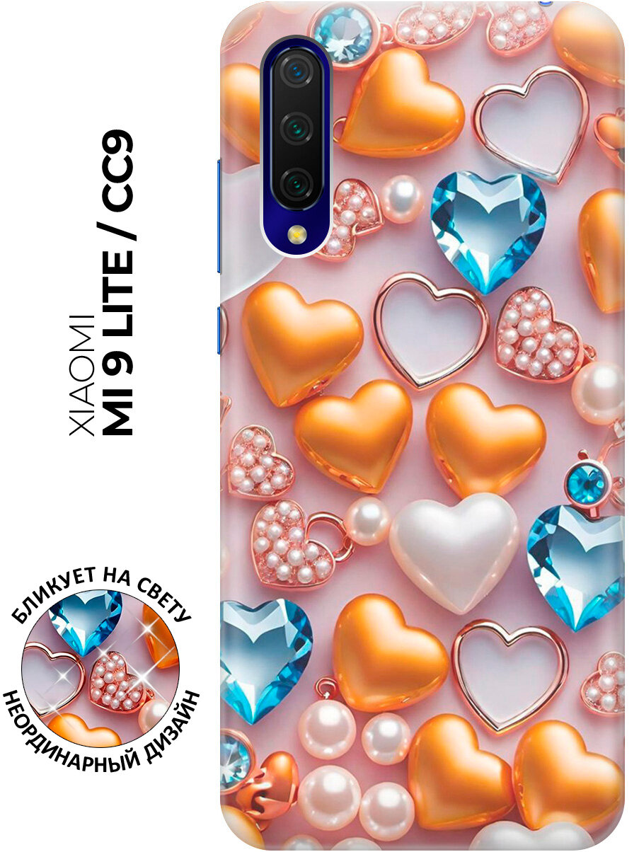 Силиконовый чехол на Xiaomi Mi 9 Lite / CC9 с принтом "Украшения и сердечки"