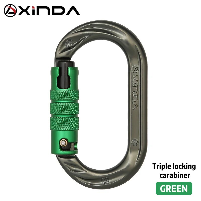 XINDA открытый карабин 24kN для скалолазания Зеленый, Triple lock Green