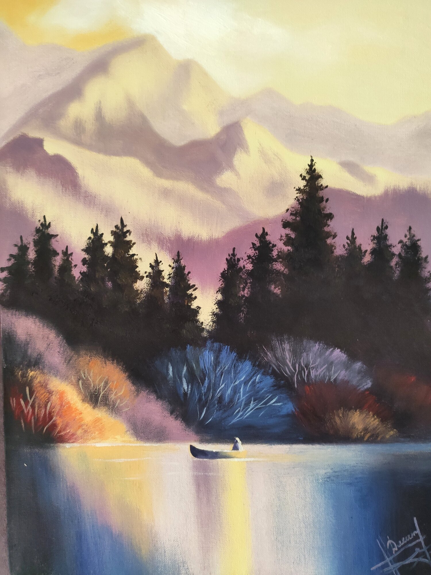 Картина "Горная Долина", 30х40, ручная работа, без рамки, масло, пейзаж, Наталья Дмитренко