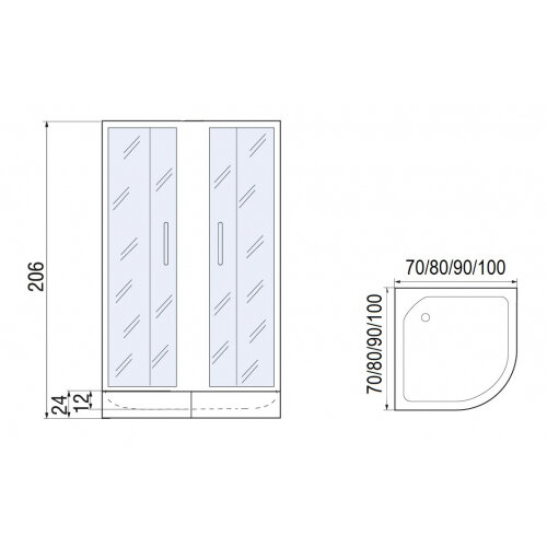Душевой уголок Мономах "1000 и одна ночь" 10000005874, алюминиевый профиль, 70x180 см