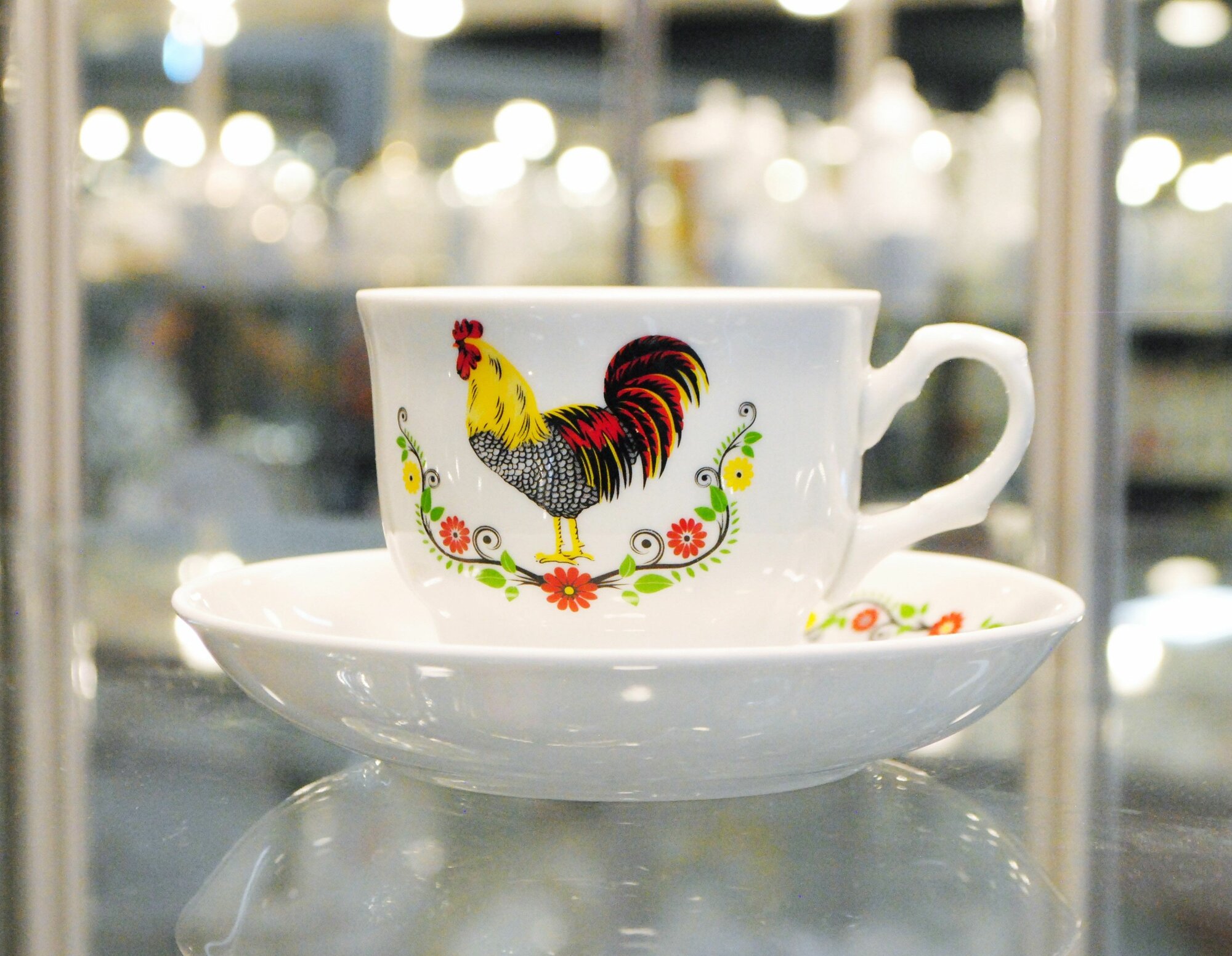 Чайная / кофейная пара "Петушок" 250 мл, "как в детстве", чашка с блюдцем, фарфор, "Добрушский фарфоровый завод"