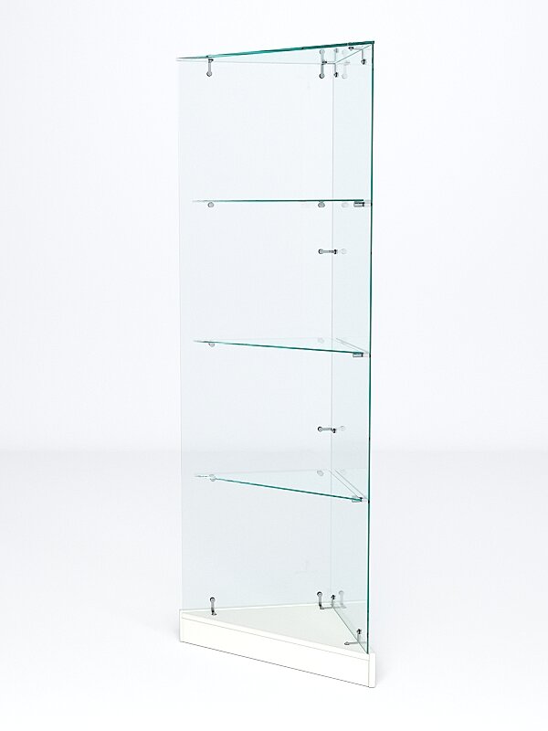 Витрина стеклянная "истра" угловая №2ХП-У трехгранная (без дверок, бока - стекло), Белый