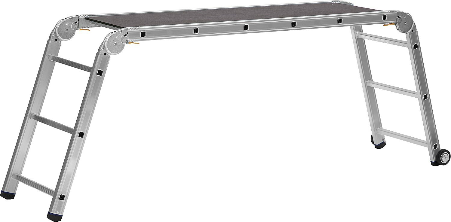 СИБИН ПРП-36, 3 х 6 х 3 ступени, алюминиевые, складные, с колесами и съемной площадкой, профессиональные рабочие подмости ПРП-36 38845