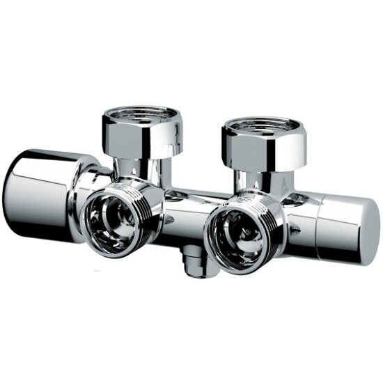 Узел подключения Far Н-образный с термо. и зап. клапанами, угл, 3/4"EU - 3/4"ВР