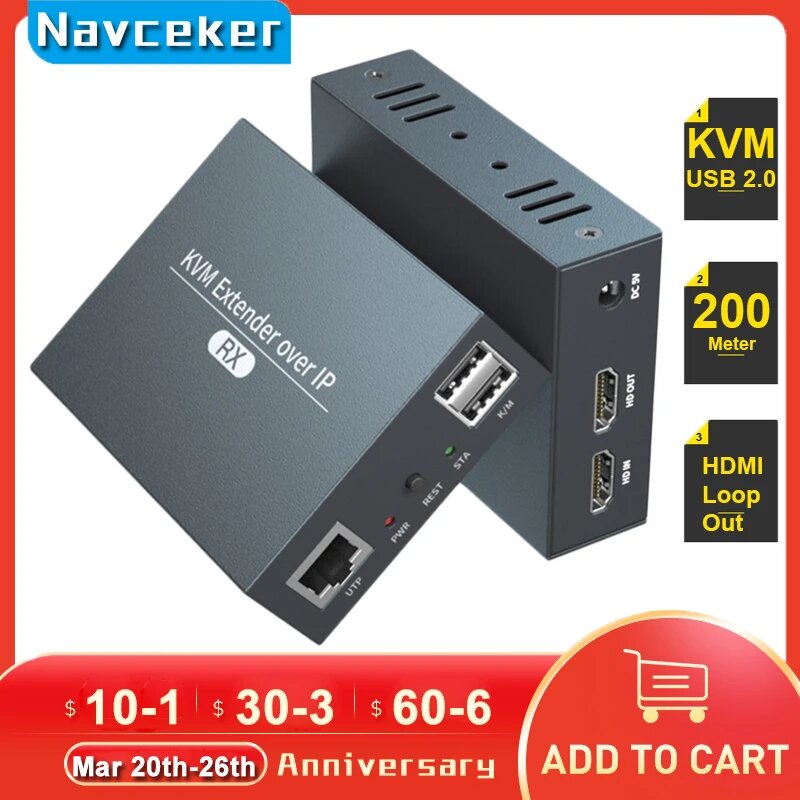 Navceker HDMI KVM-удлинитель по IP