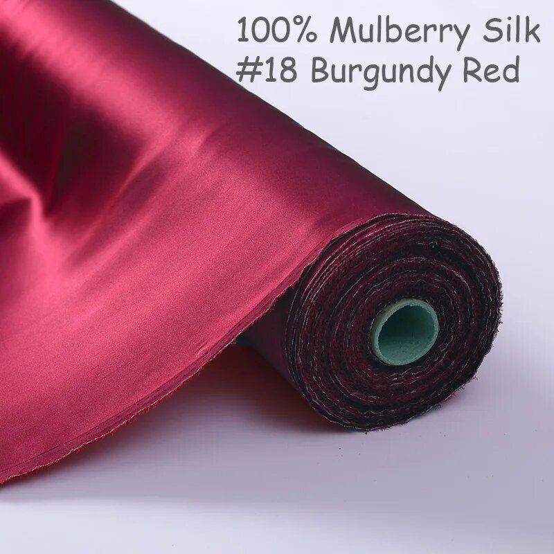 Шелковая ткань Charmeuse, 19 Momme, розовый Бордовый, 100x140cm, 18 burgundy red