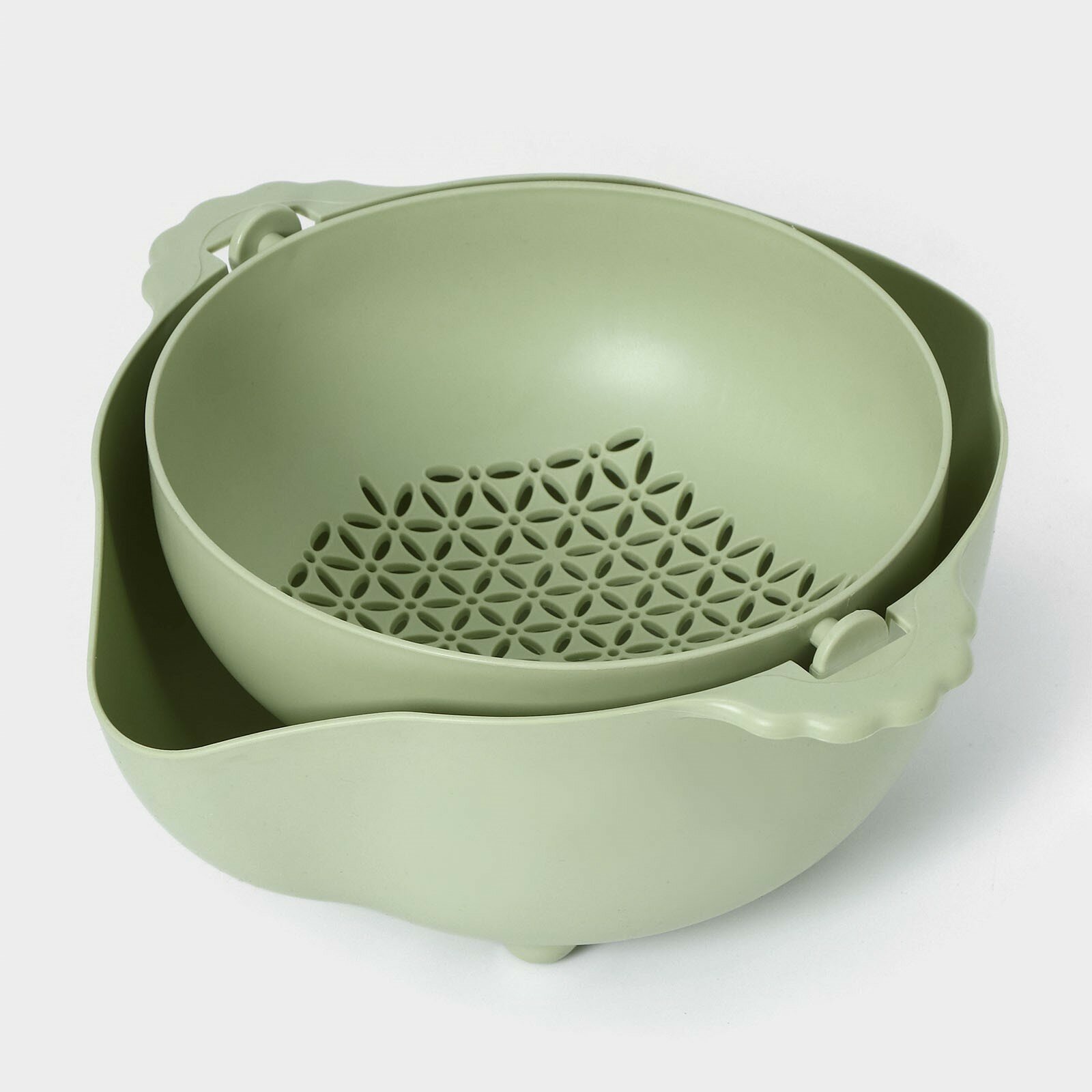 Дуршлаг кухонный с поддоном, пластик, d=25 см, 25х11.5 см, микс