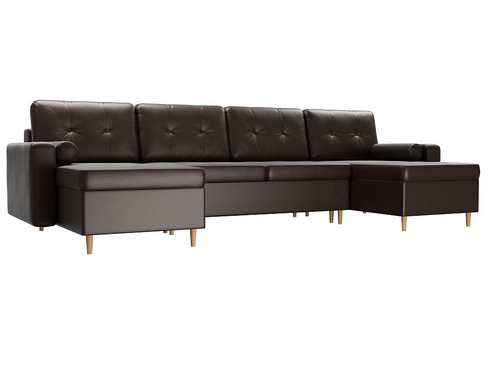 Угловой диван Белфаст-П Коричневый Экокожа, пантограф (тик-так), 293х150х90 см, с ящиком для белья