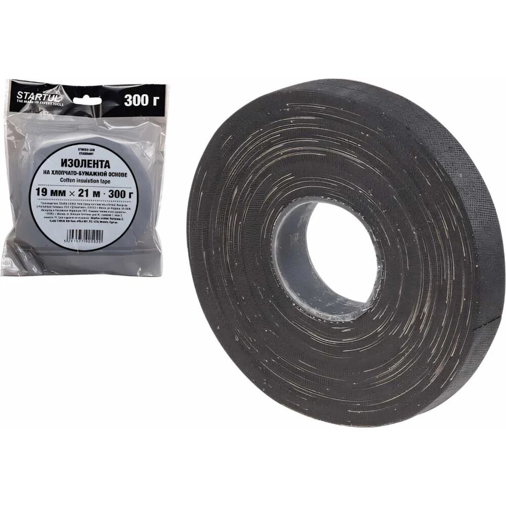 Хлопчатобумажная изолента STARTUL черного цвета, с синтетическим каучуком, для температурного диапазона