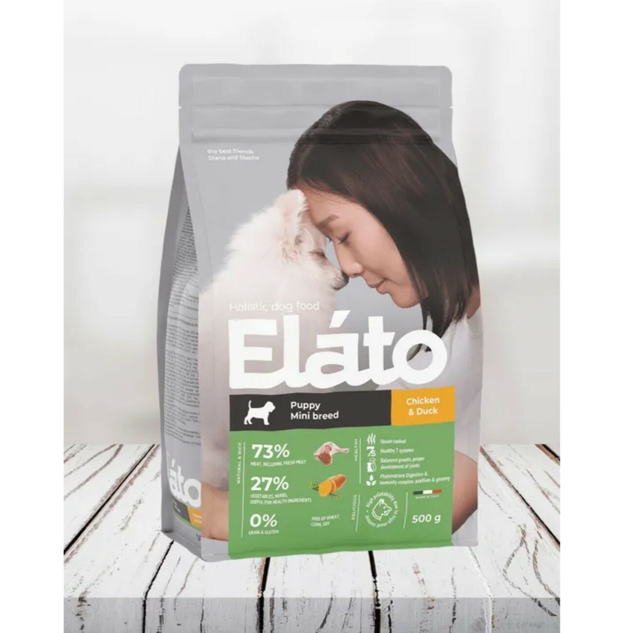 Elato Holistic сухой корм для щенков мелких пород Курица и Утка 500г