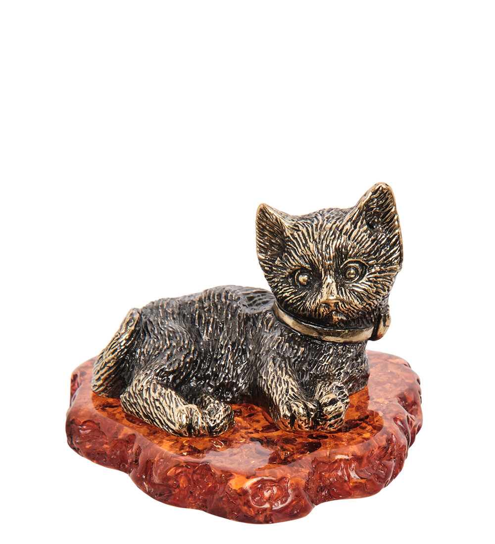 Фигурка 'Кот Рафаэль' (латунь, янтарь)