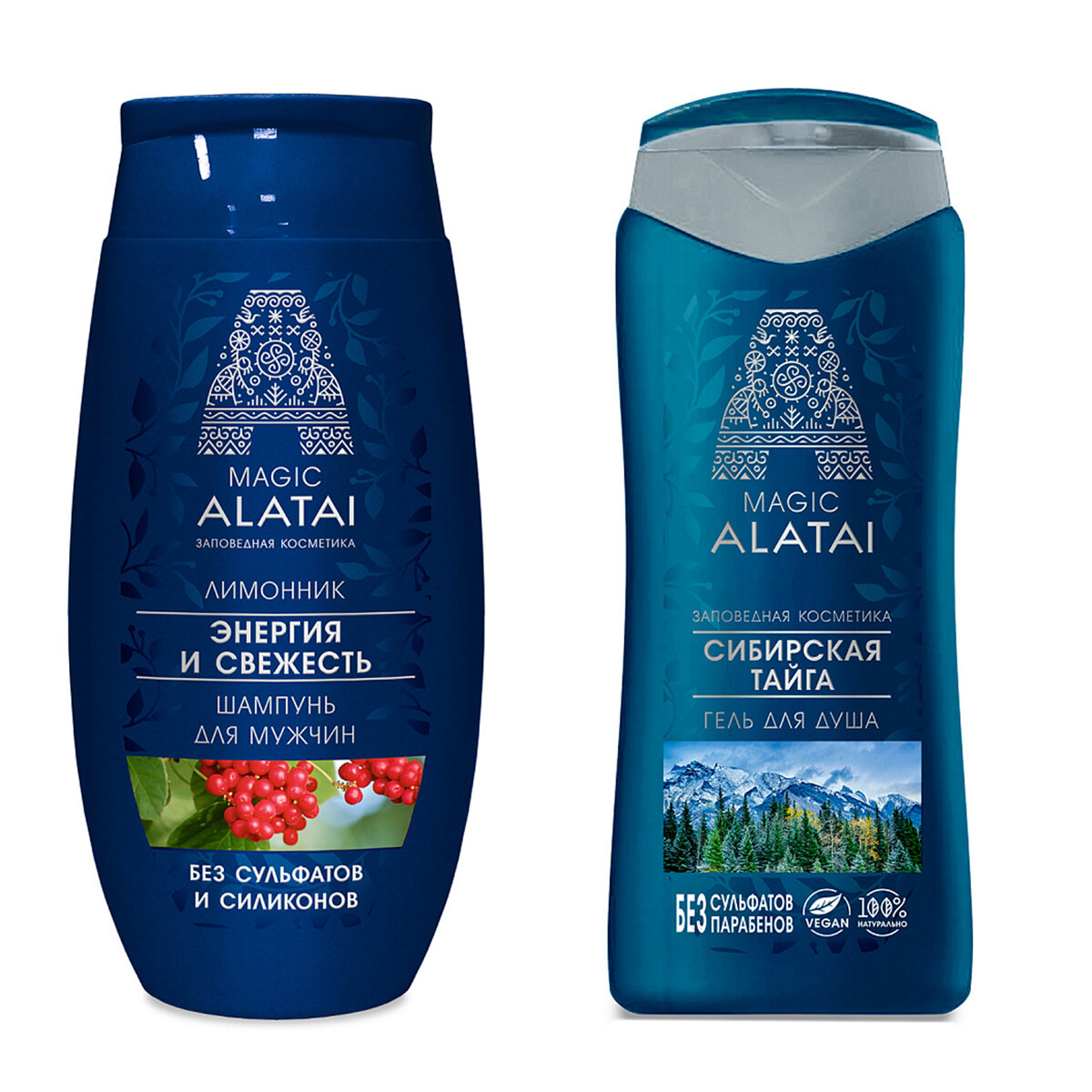 Magic Alatai Шампунь мужской "Энергия и свежесть" + Гель для душа мужской "Сибирская тайга", 250 мл