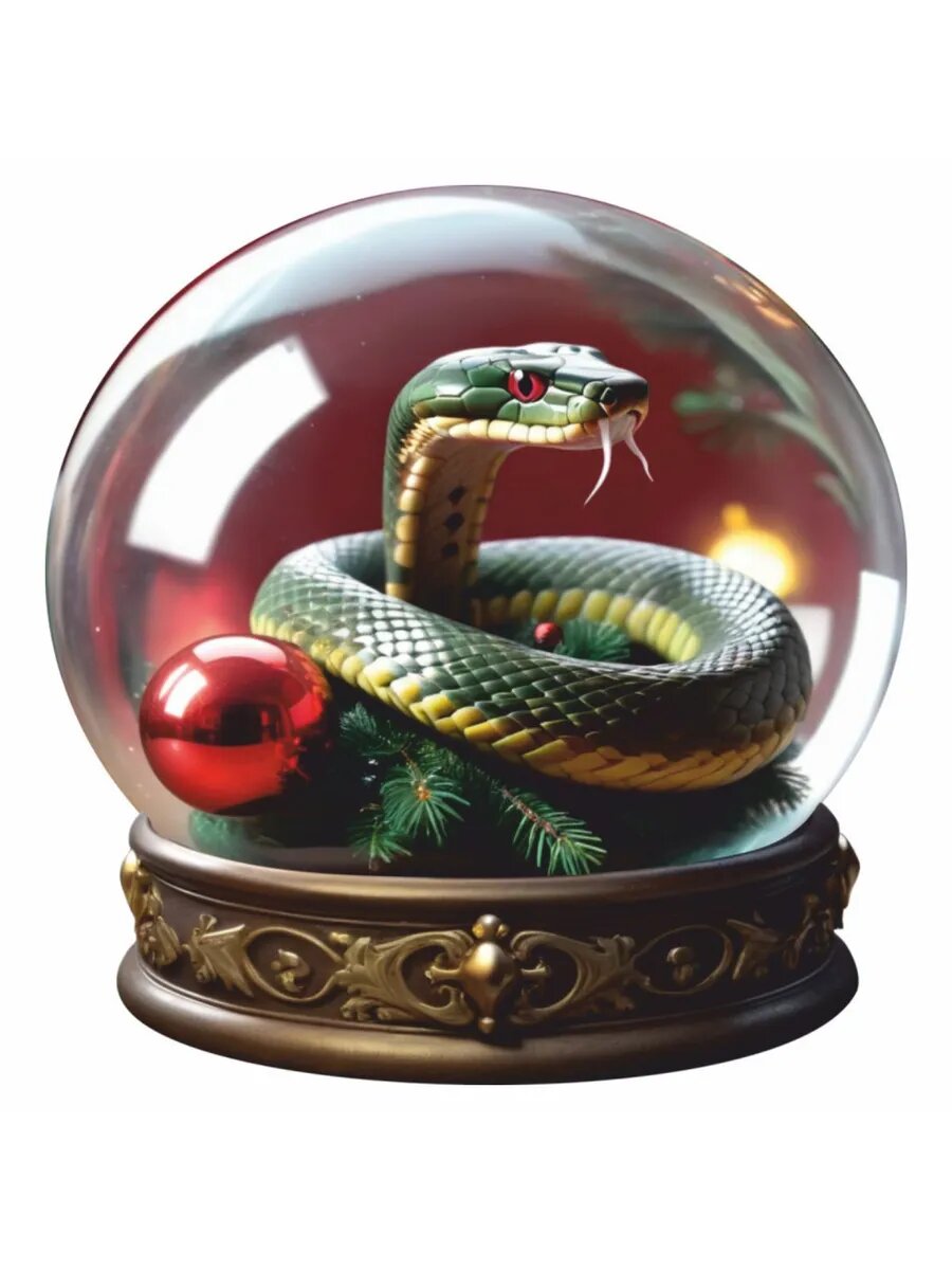 Наклейка "Новогодняя Змея (стек. шар)", 100х100 мм, вид 4