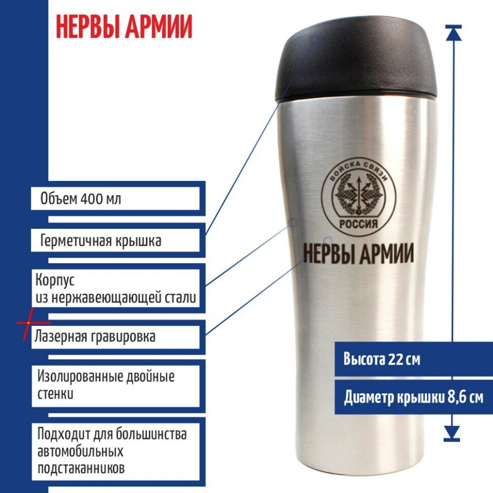 Подарки Термостакан "Нервы армии" (400 мл)