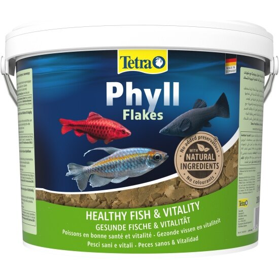 Корм для тропических и травоядных рыб Tetra Phyll Flakes 10 литров хлопья
