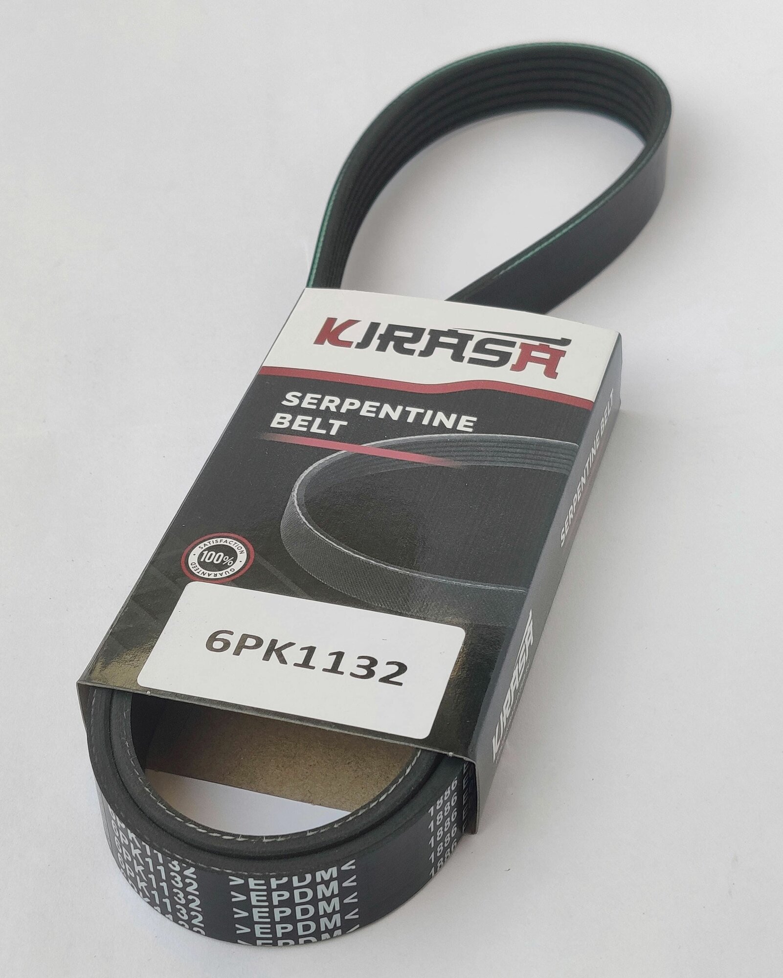 Ремень приводной поликлиновый 6-и ручейковый Kirasa KS6R1132 профиль 6PK L1132мм EPDM Renault Clio (98-), Kangoo (97-), Logan 1 (04-15), Sandero (07-13) 1.5/1.6/1.9