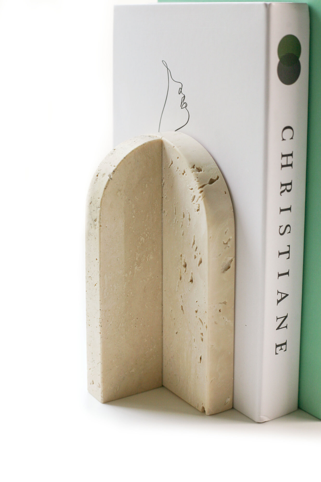 Бук-стоппер мраморный / Ограничитель для книг на полку / Держатель книжный из мрамора