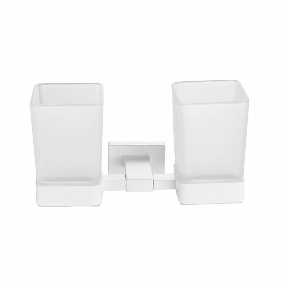 Двойной стакан Vieir V5006-F для зубных щеток, нержавеющая сталь и стекло