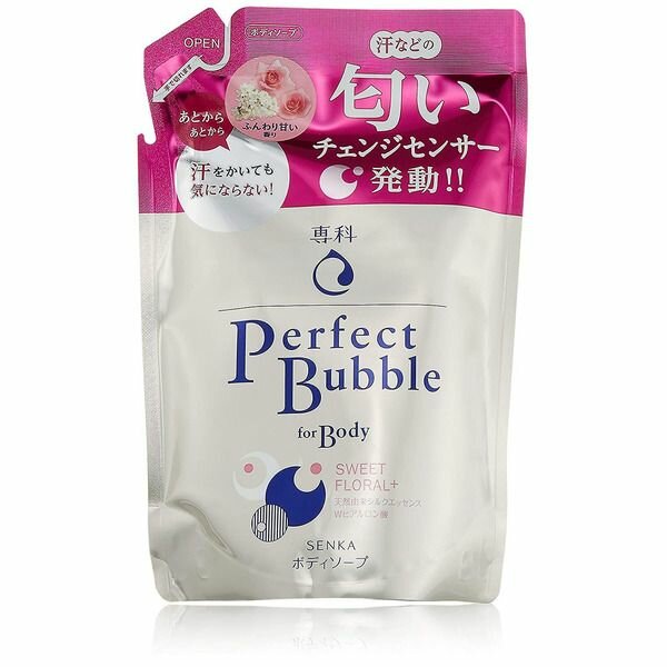 FINETODAY Дезодорирующее жидкое мыло для тела, со сладким цветочным ароматом Senka Perfect Bubble for Body, сменная упаковка 350 мл