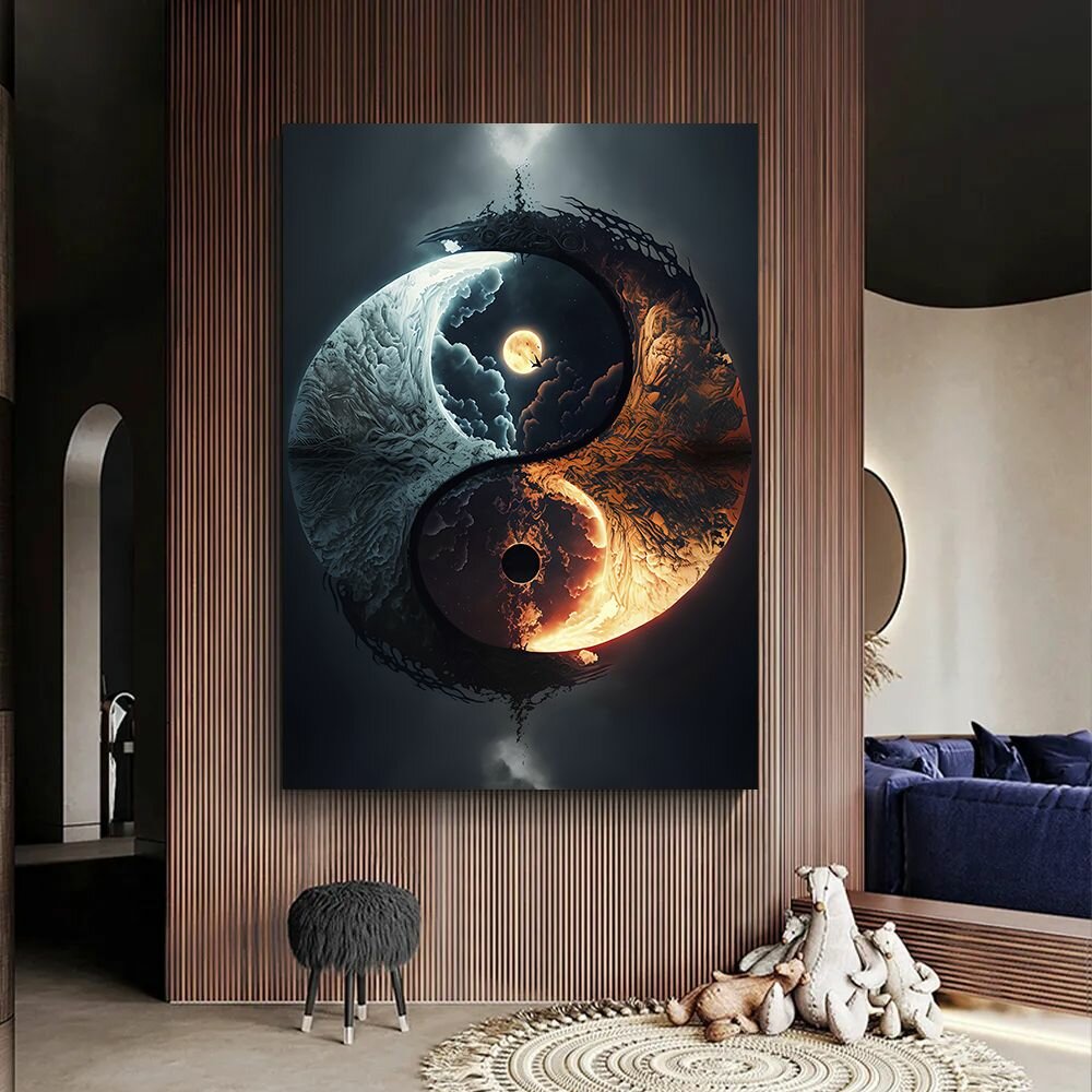 Картина для интерьера на стену, Инь Янь, Дракон, 20х30 см.