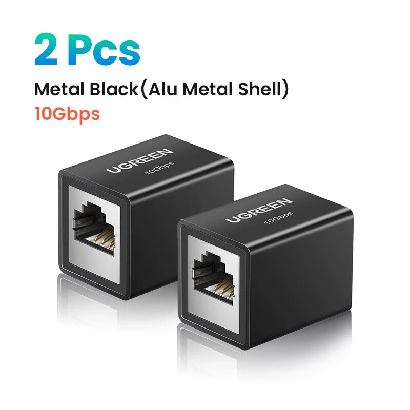 UGREEN Ethernet-удлинитель PoE RJ45 2Pcs Metal Black