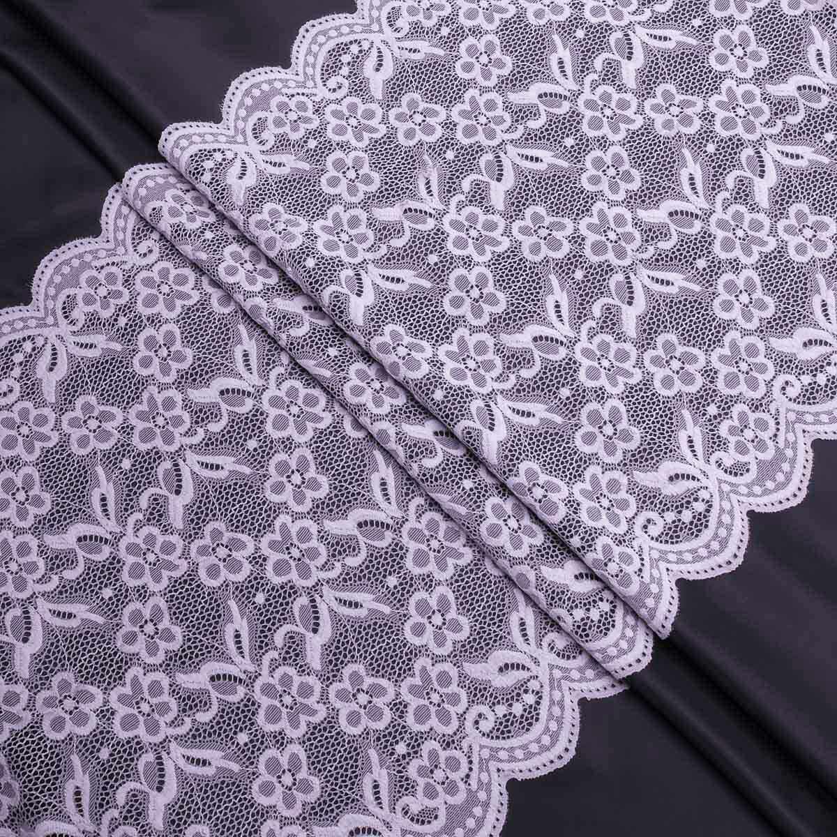 Кружево эластичное для шитья нижнего белья Айрис, 40см*3,4м, цвет светло-серый