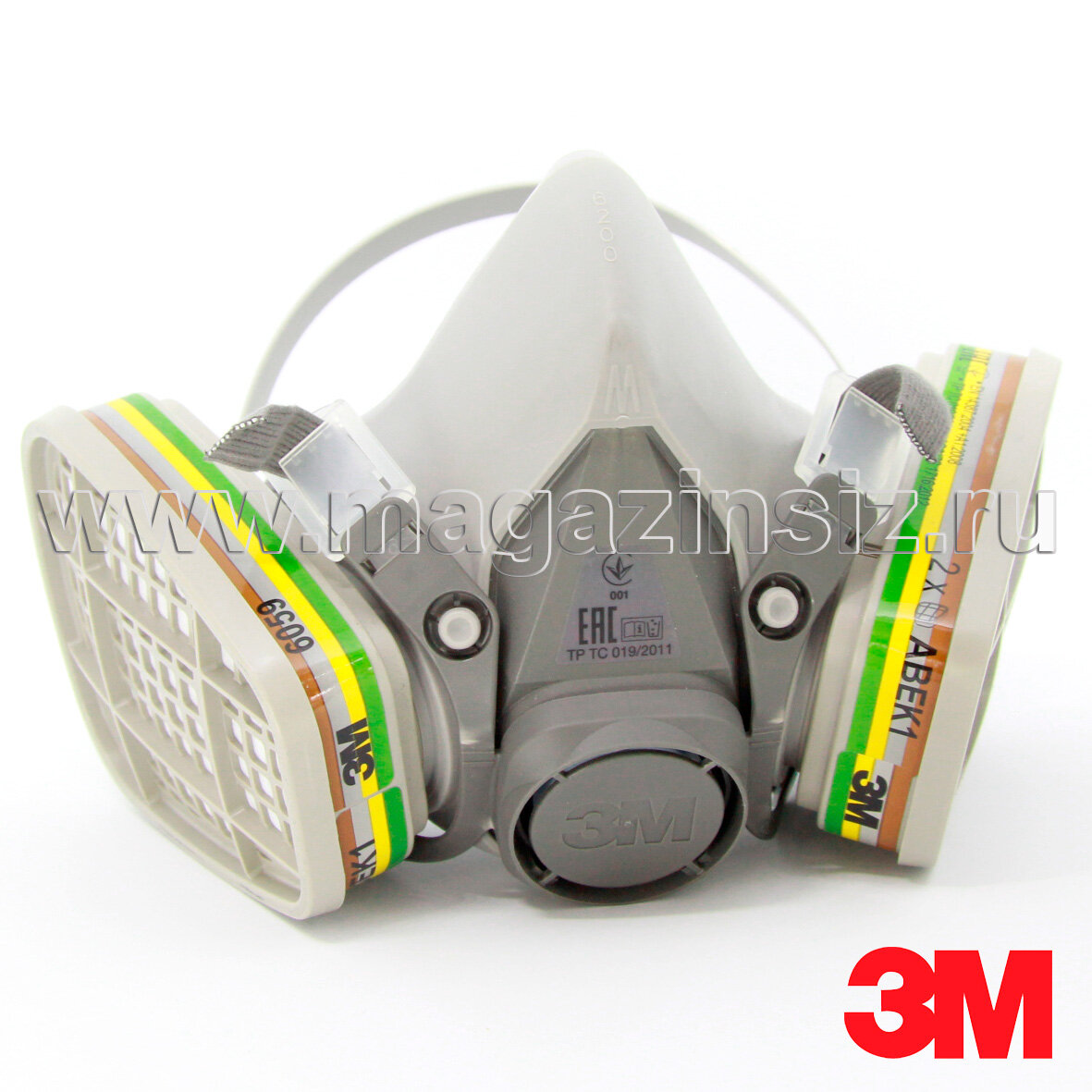 Комплект полумаска 3М 6000 (6100, 6200, 6300) с фильтрами 3М 6059 авек доп. защита от аммиака (6200 средний)