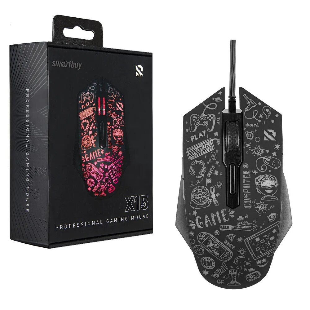 Игровая мышь проводная SmartBuy Rush X15 (SBM-745G-K), черный