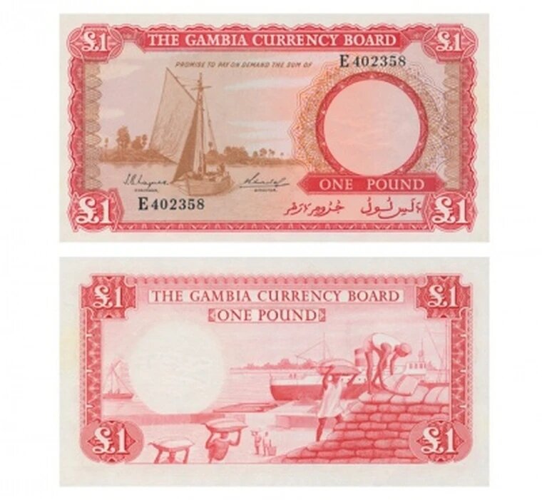 1 фунт 1965 Республика Гамбия, сувенирная копия, банкноты и купюры редкие коллекционные