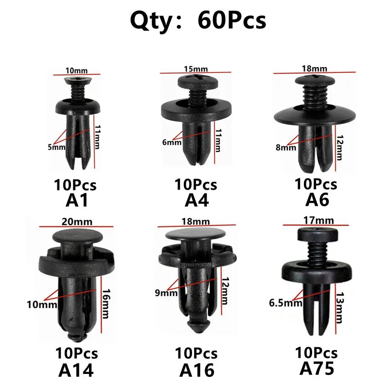 Заклепки для Lexus IS GX 430 460 500 500H 600h LX LX470 LX570 NX NX200t Lfa Ls LS400 400h 450h 350 350L, 60 шт.