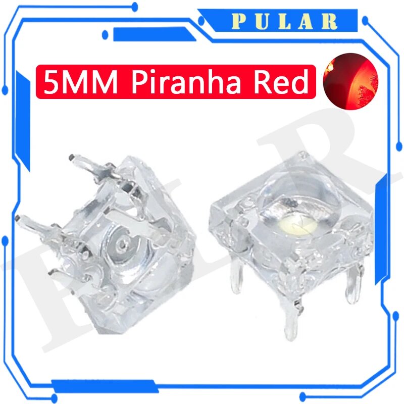 5 мм Piranha Red светодиод, красный, 10 шт.
