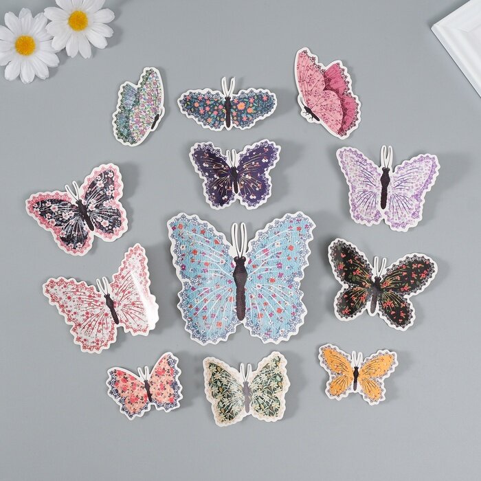 Набор магнитов на холодильник «Цветочки. Ситец», 12 шт, картон, h=4-10 см