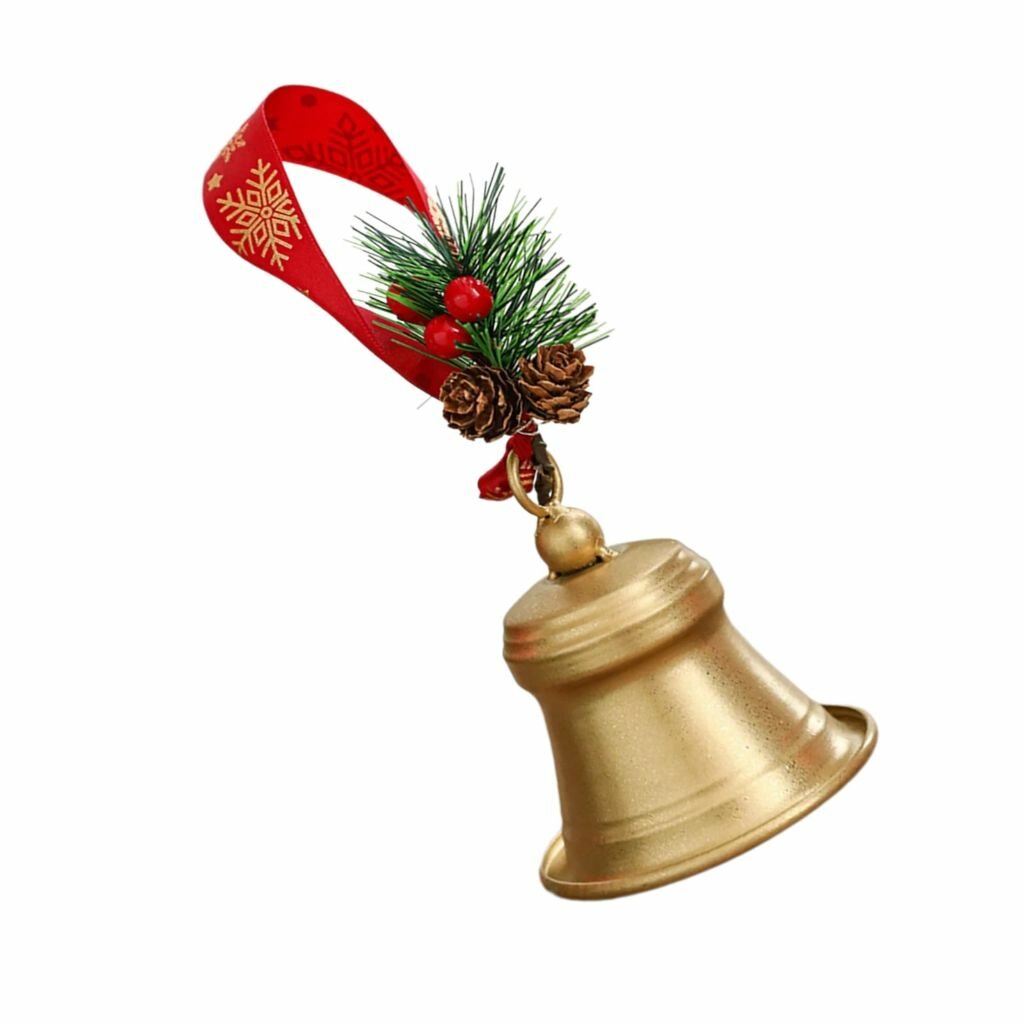 Металлические колокольчики для праздничного украшения на Рождество, - золотой трубный колокол