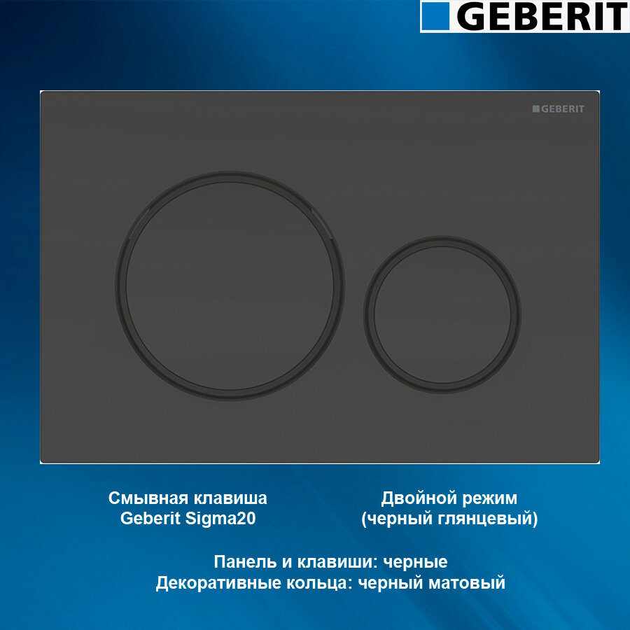 115.882. DW.1 GEBERIT Sigma 20 Кнопка для инсталляции для унитаза, цвет: черный