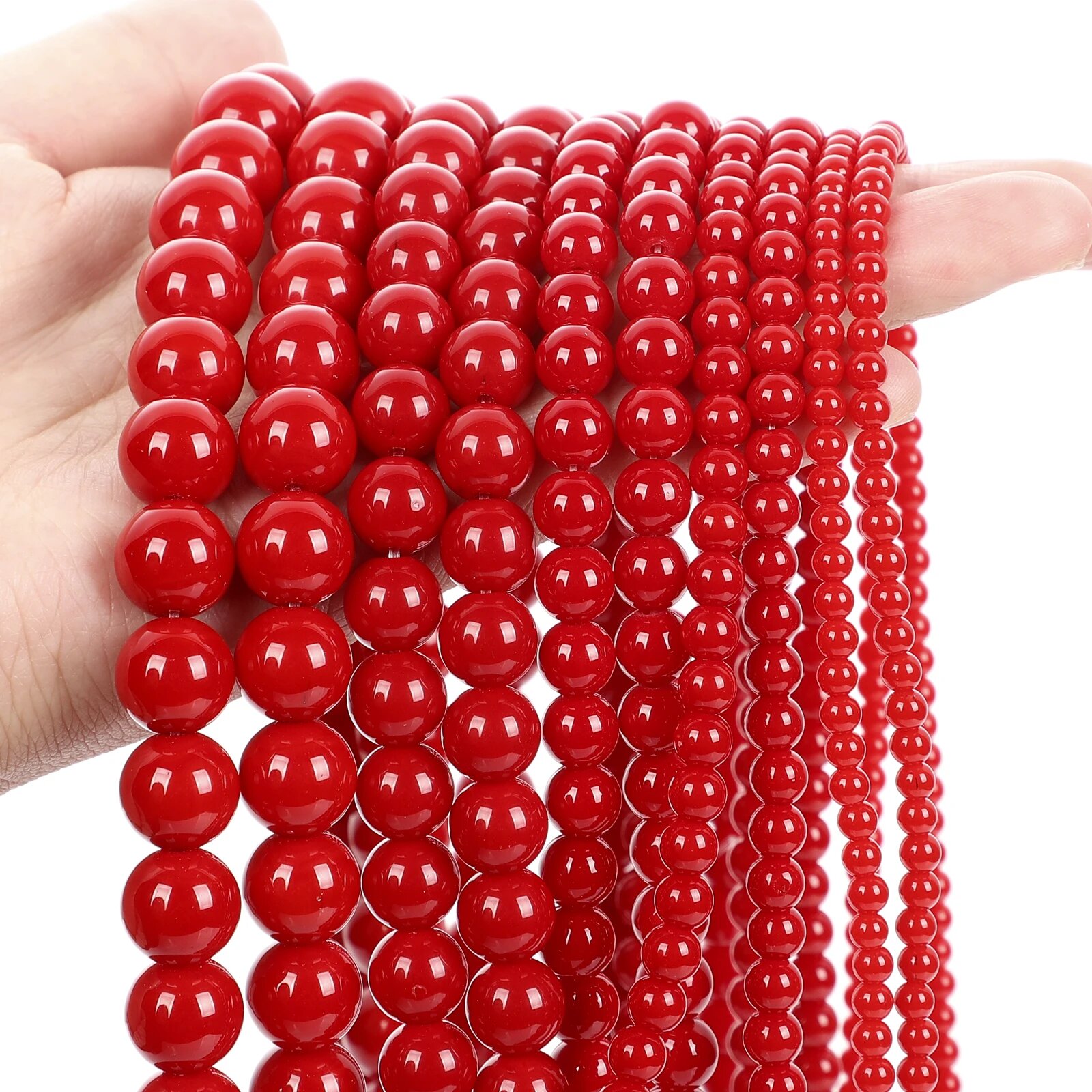 Натуральные красные бусины из тигрового глаза, Красный, 6mm-about 62pcs, Red Coral Chalcedony